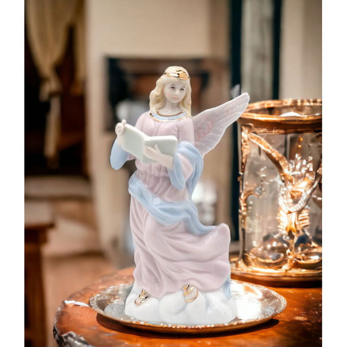 kevinsgiftshoppe Ceramic Angel Holding Book Figurine, Hand-Painted ...