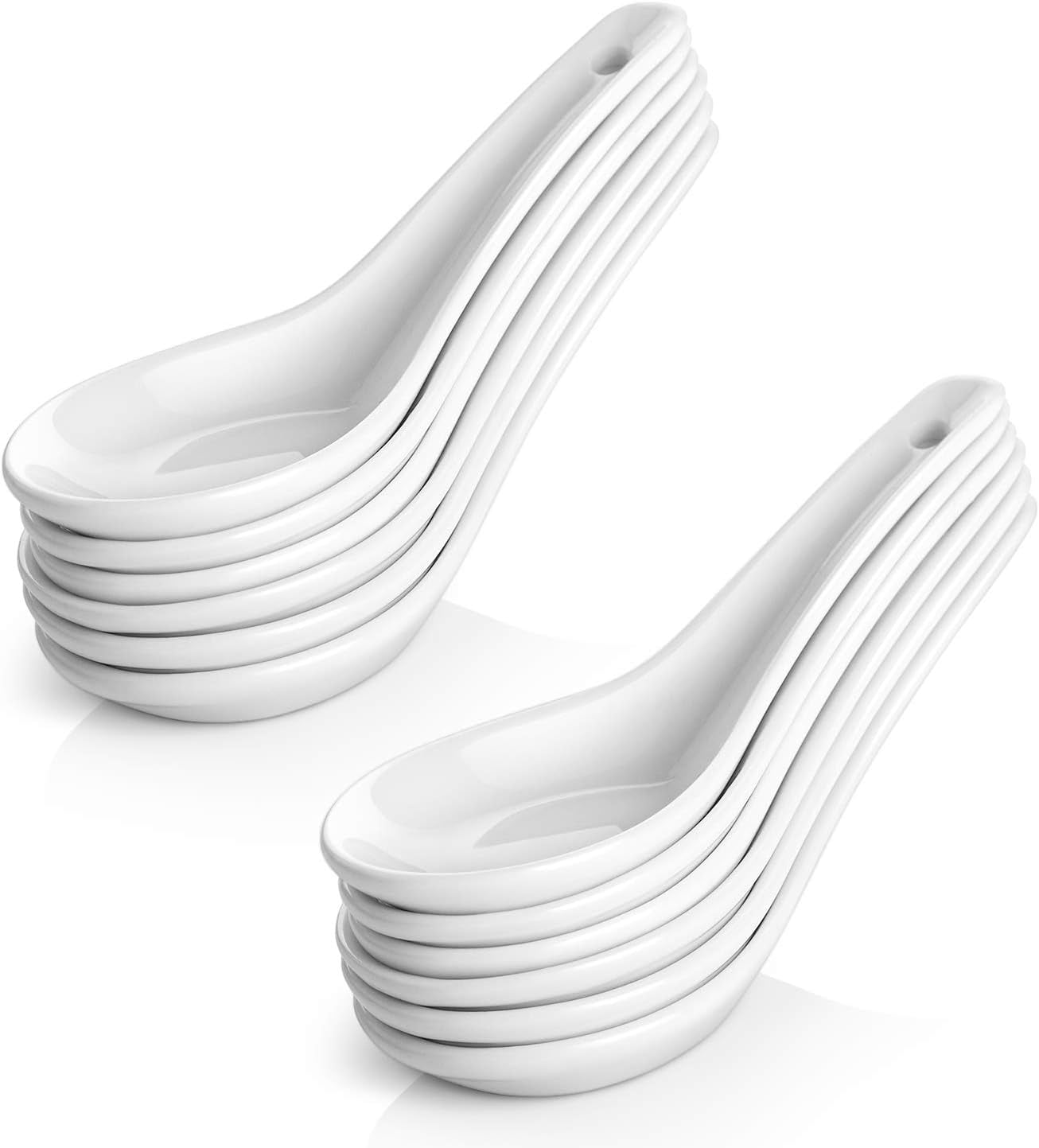 Ceramic Asian spoon, white Japanese style large spoon, suitable for ...