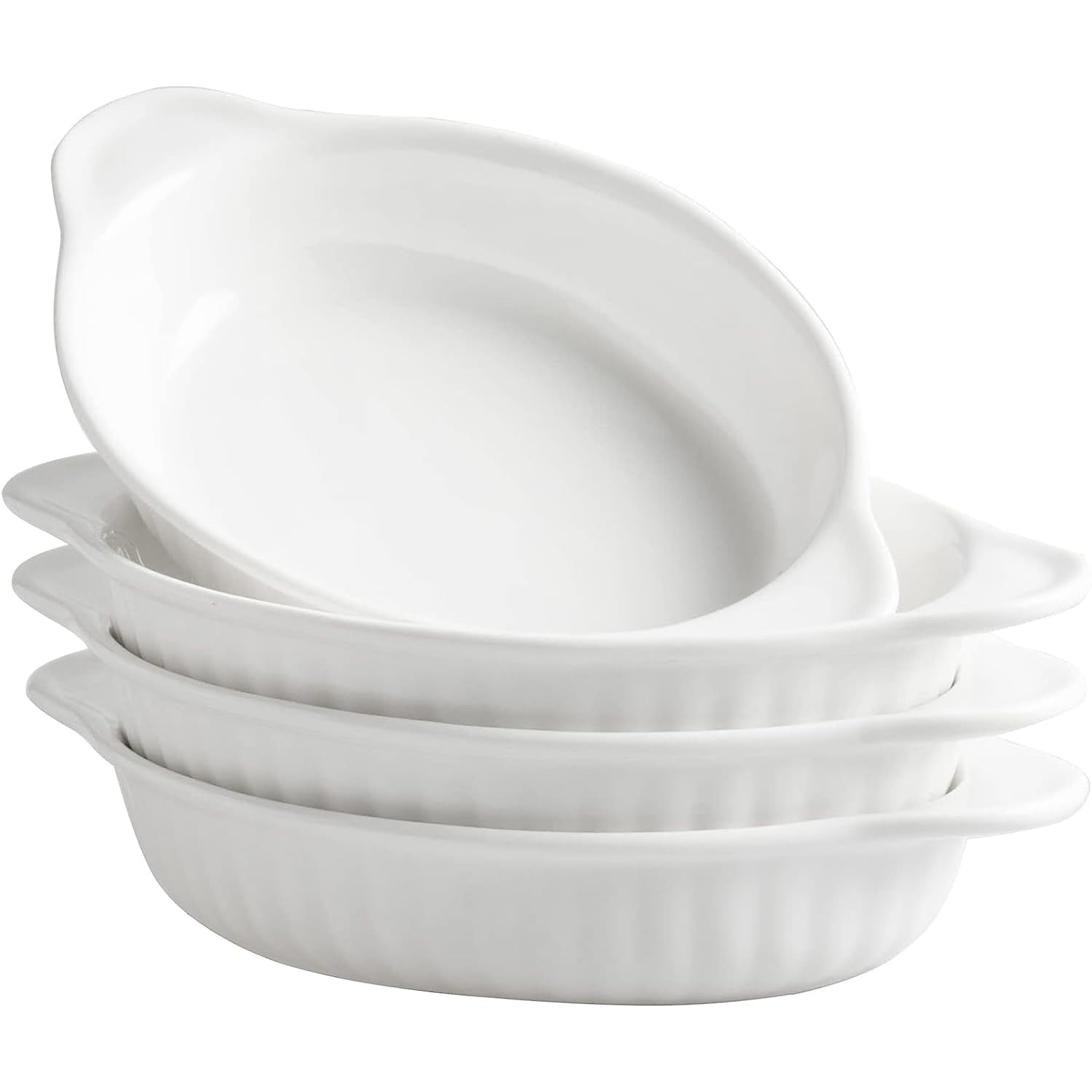 XINLTC-Ceramic Au Gratin Baking Dishes, Set of 4 8.4x4.8x1.4 inch Oval ...