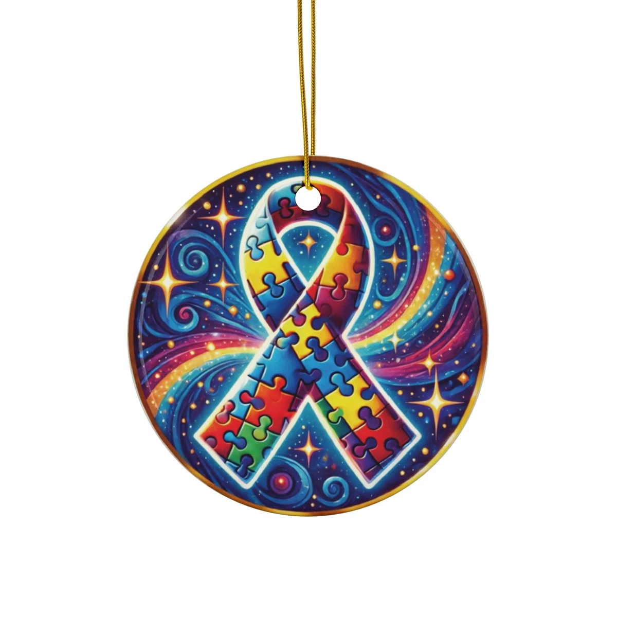 Ceramic Autism Awareness Puzzle Ribbon Ornament – Colorful Decoration ...