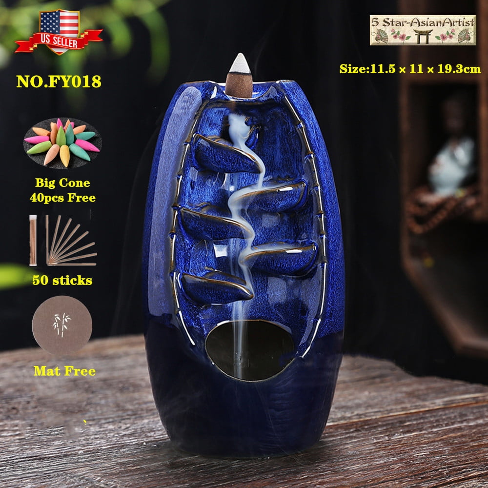 5 Star Asian Artist Large Ceramic Backflow Incense Burner Holder ...