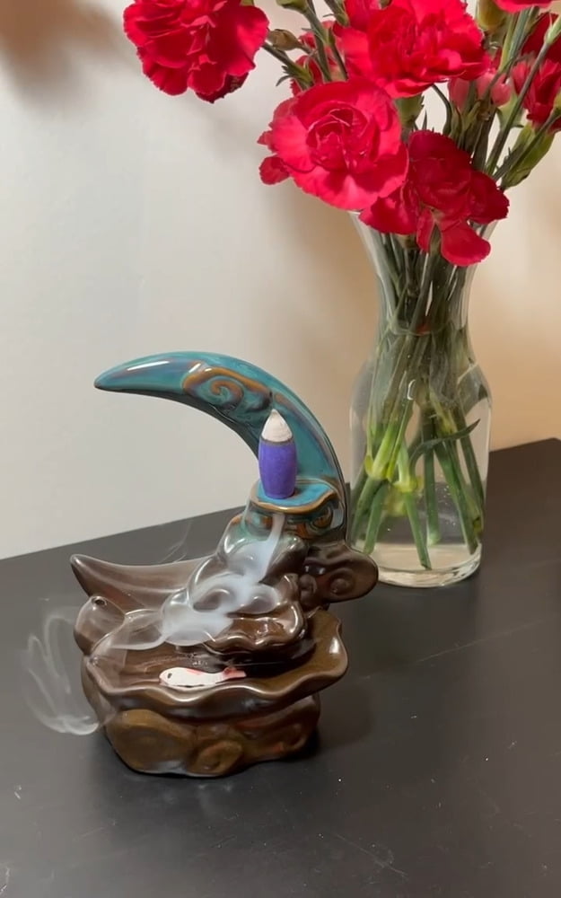 Ceramic Backflow Incense Cone Burner Stairs Waterfall FY005 & Cones ...