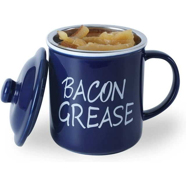 ONTUBE Ceramic Bacon Grease Storage Keeper Canister with Strainer for ...