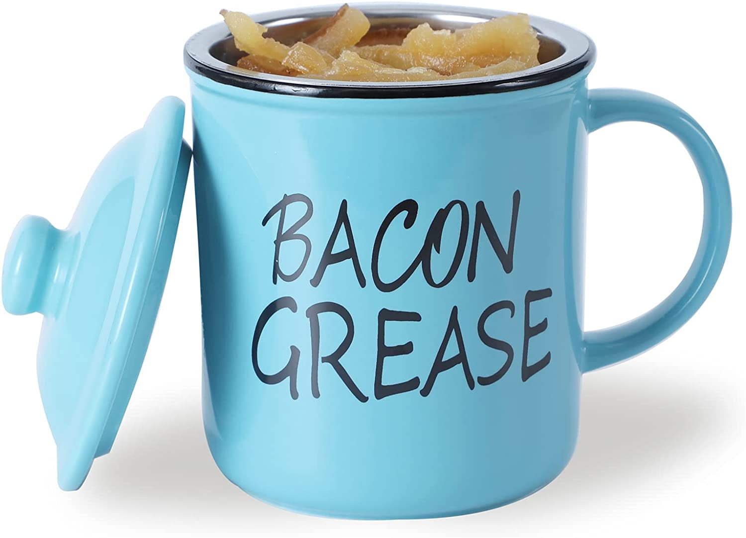 ONTUBE Ceramic Bacon Grease Storage Canister, Kitchen Fat Cooking ...