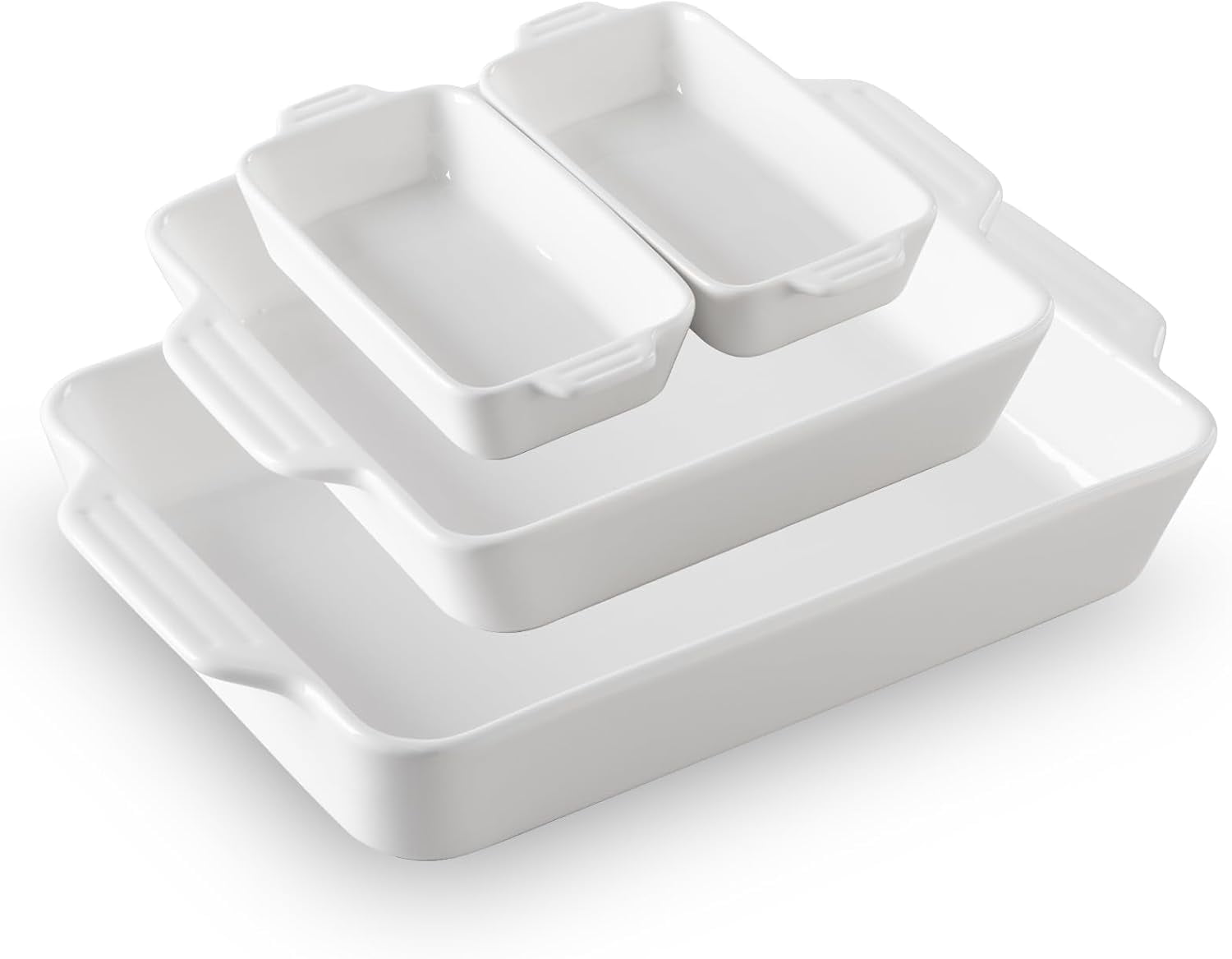 Ceramic Bakeware Set of 4, Casserole Dishes for Oven, Rectangular ...