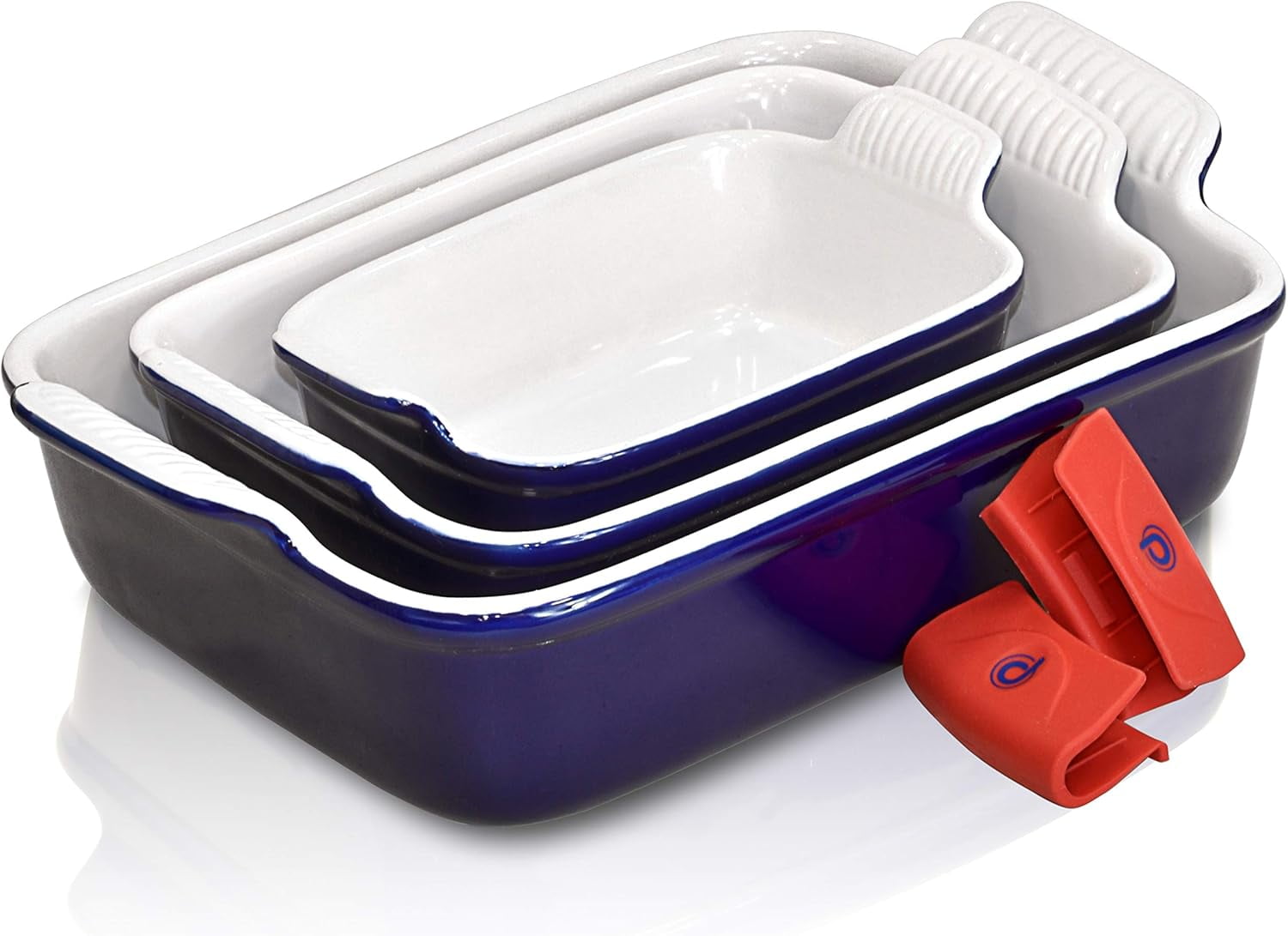 Ceramic Bakeware Set, Casserole Baking Dish Ceramic 3 Piece Rectangular ...