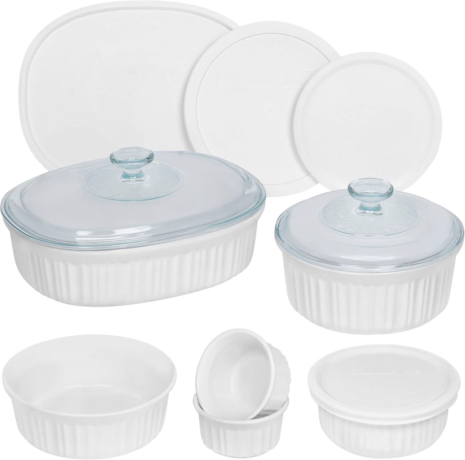 Ceramic Bakeware Set with Lids, Chip and Crack Resistant Stoneware ...
