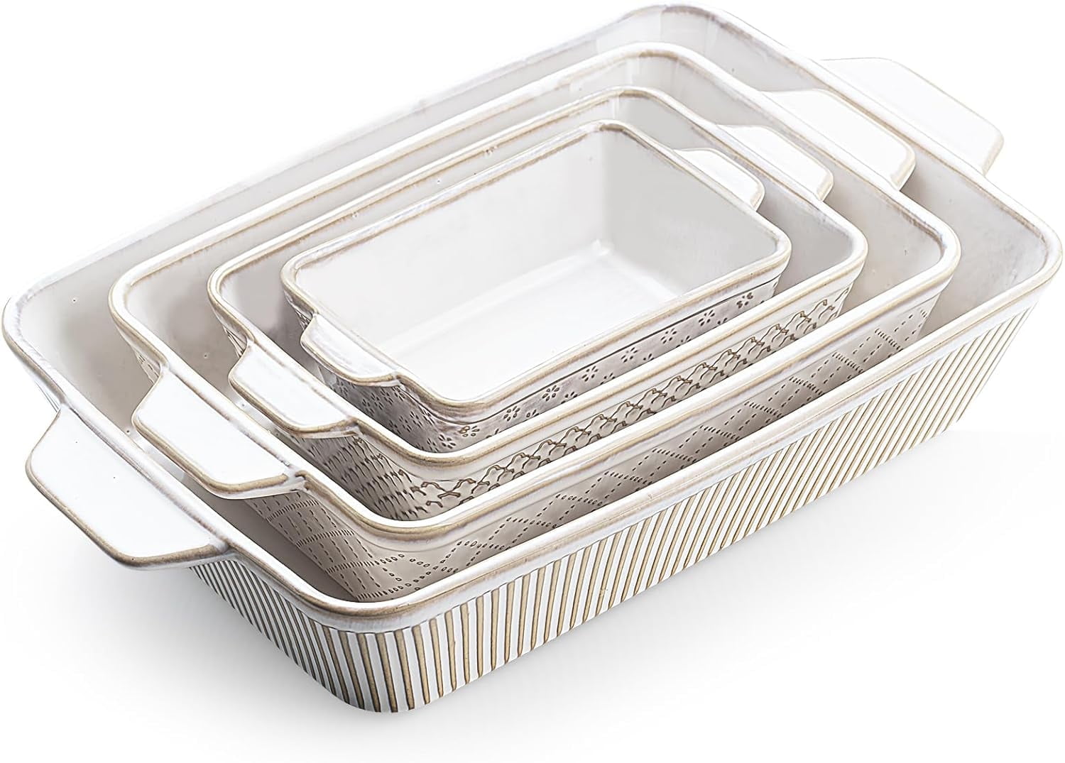 Ceramic Bakeware Sets of 4, Casserole Dishes for Oven, Ceramic Cookware ...