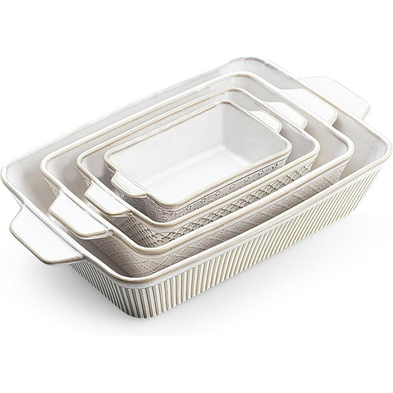 Ceramic Bakeware Sets of 4, Casserole Dishes for Oven, Ceramic Cookware ...