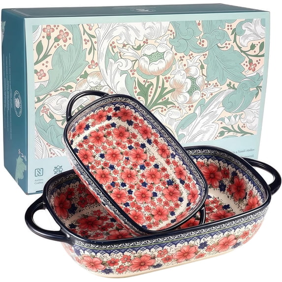 Ceramic Baking Dish Set, 2-Piece Rectangular Casserole Dishes in ...