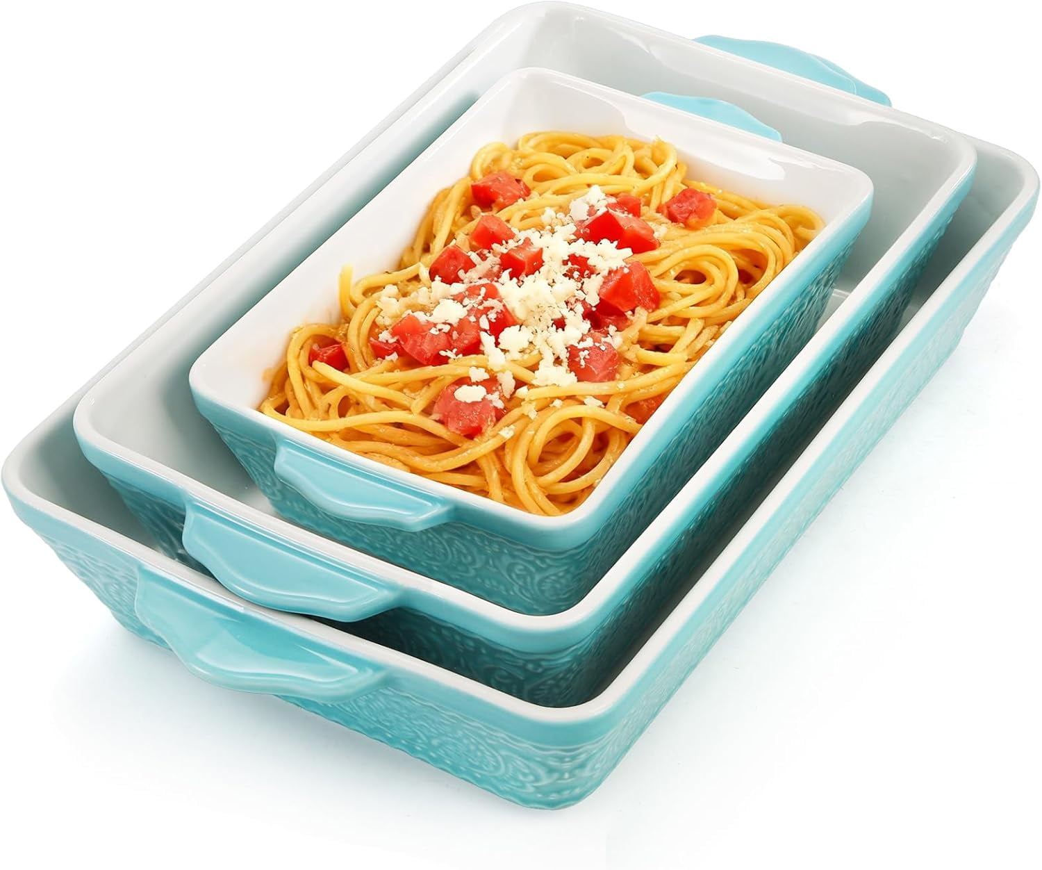 Ceramic Baking Dish Set of 3, Oven-to-Table and Non-Stick Rectangular ...