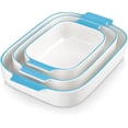 Ceramic Baking Dish Set of 3, Rectangular Lasagna Pans with Handles ...