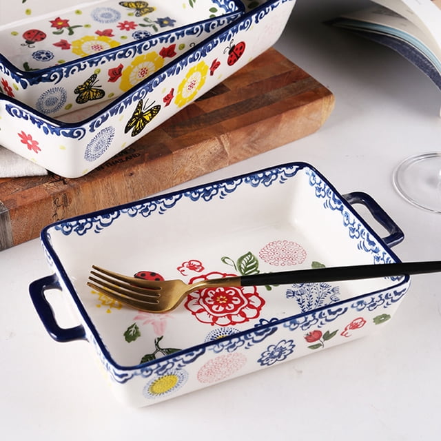 Ceramic Baking Tray Lasagna Plates Household Square Plate Tableware ...