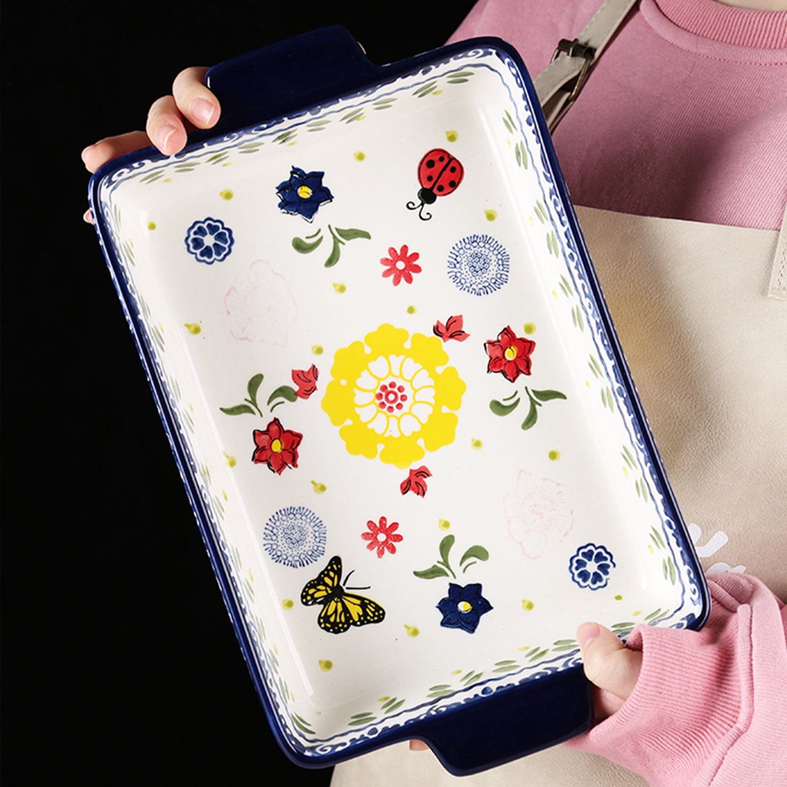 Ceramic Baking Tray Lasagna Plates Household Square Plate Tableware ...