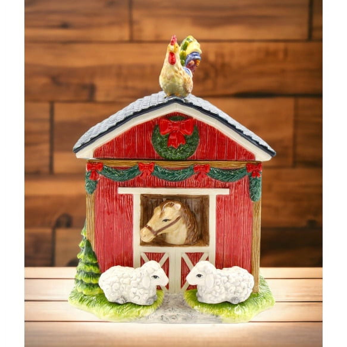 Ceramic Barn House Cookie Jar 7.375in Rustic Kitchen - Walmart.com
