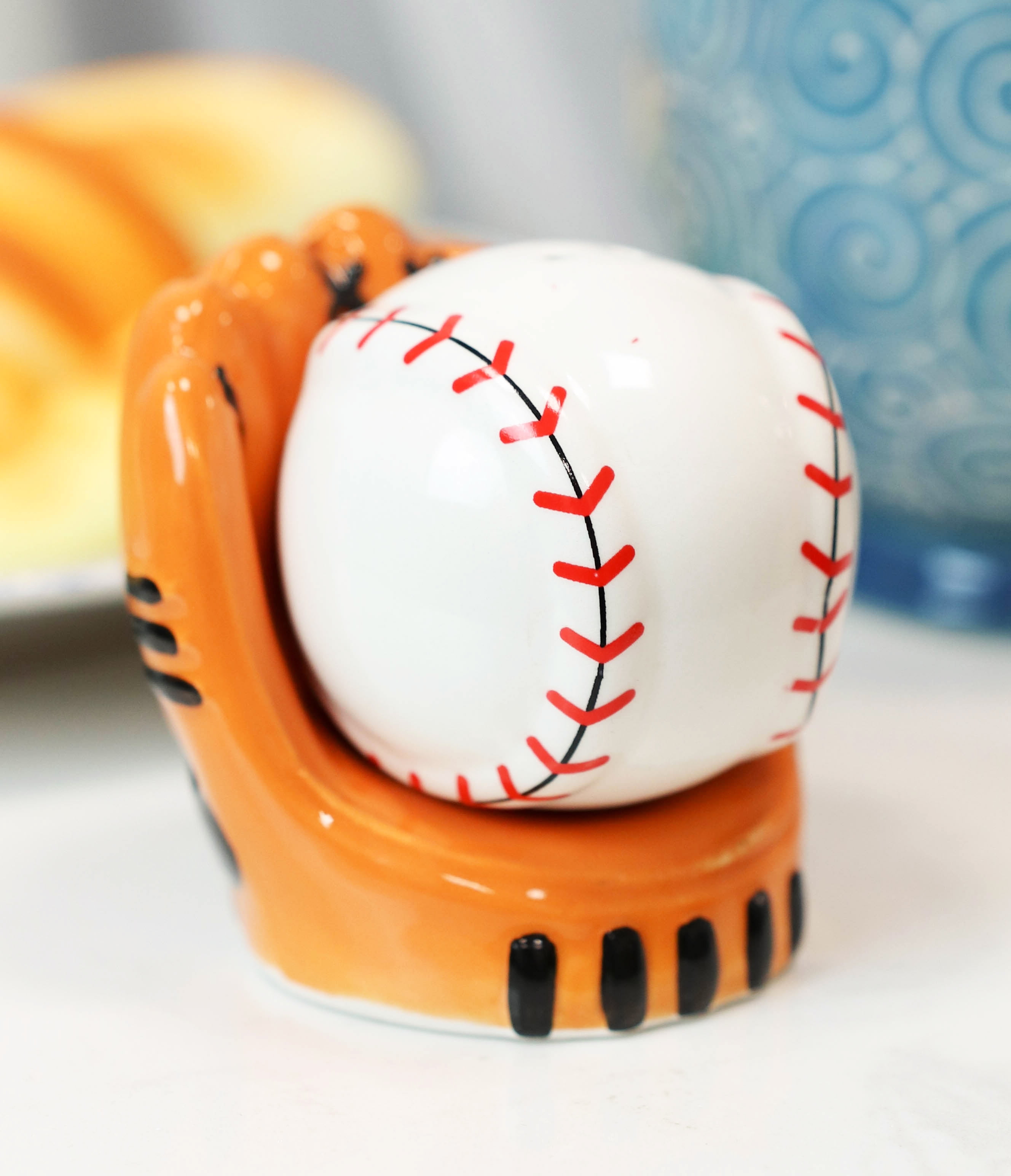 Ceramic Baseball With Glove Mitt Sports Salt And Pepper Shakers ...