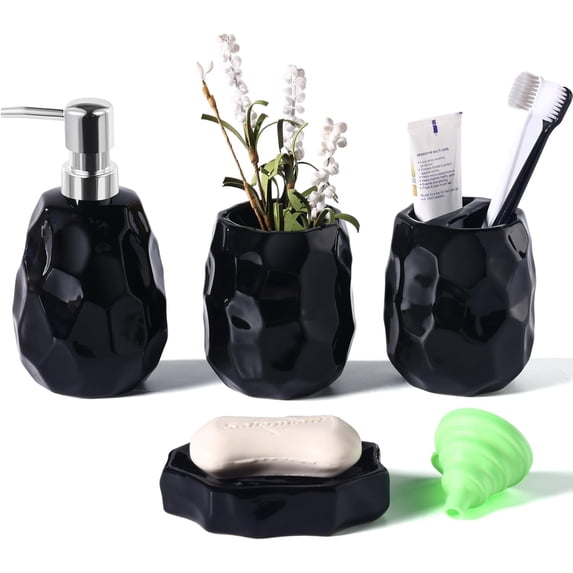 Ceramic Bathroom Accessories Set 4 PCS,Bathroom Toothbrush Holder Set ...