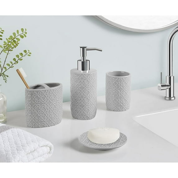 Ceramic Bathroom Accessories Set, Vanity Decor Storage Organizer ...