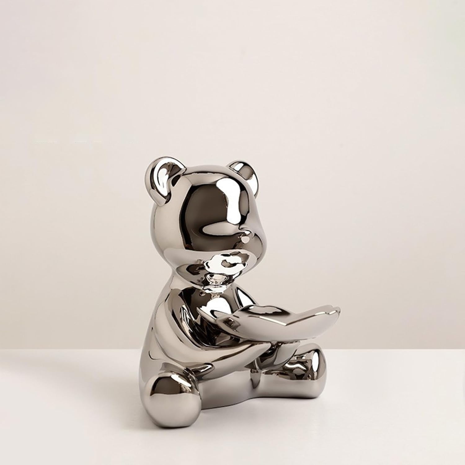 Ceramic Bear Figurines Statue Key Holder Bowl Tray, Bear Sculpture Tray ...