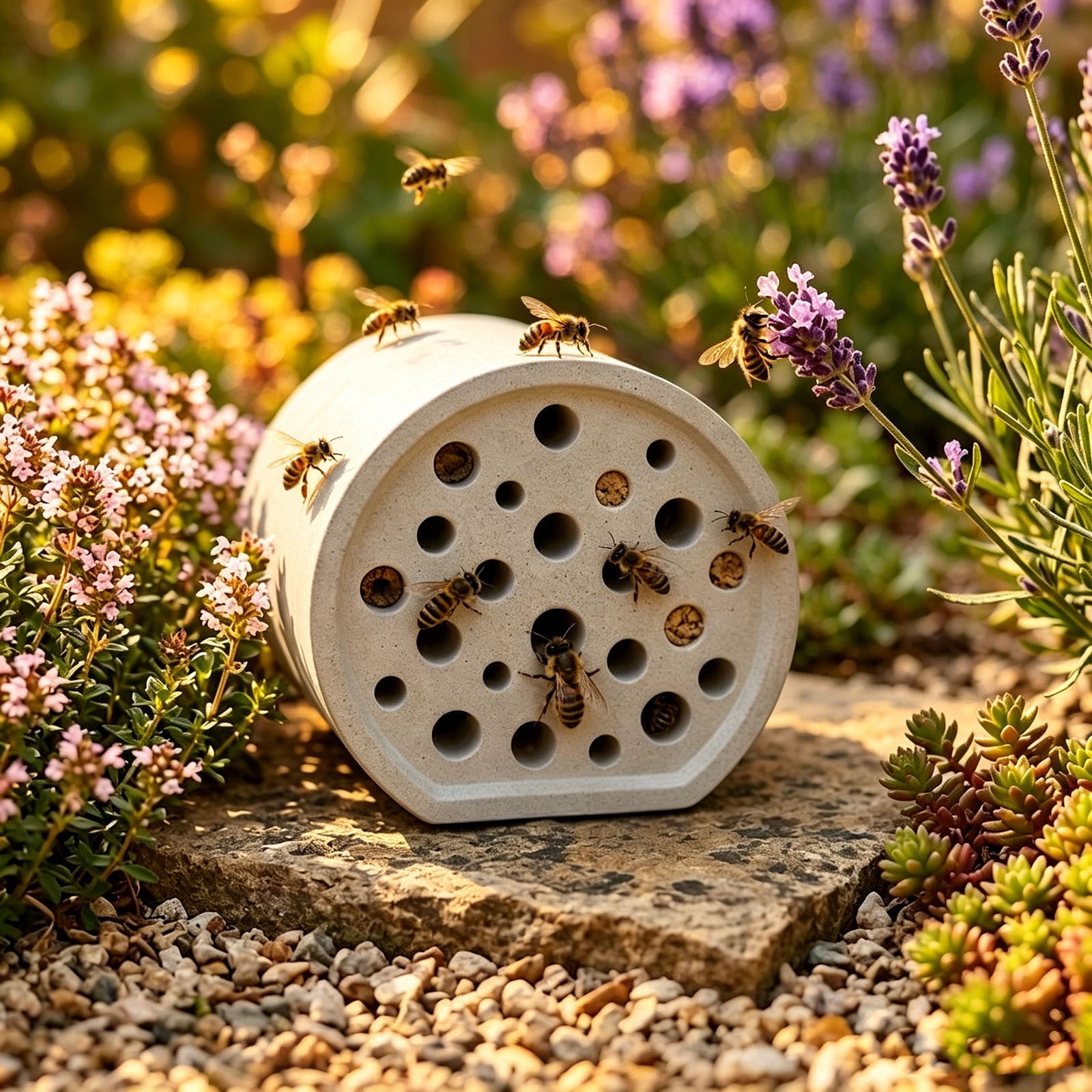Ceramic Bee House, Solitary Pollinator Nesting Habitat House, Mason Bee ...