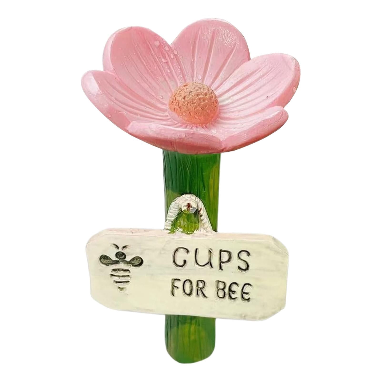 Ceramic Bee Water Feeder for Garden, Flower Shaped Pollinator Drinking ...