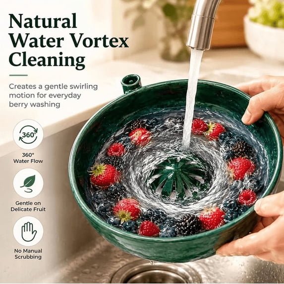 Ceramic Berry Washing Spinner Bowl, Automatic Fruit Vegetable Cleaner ...