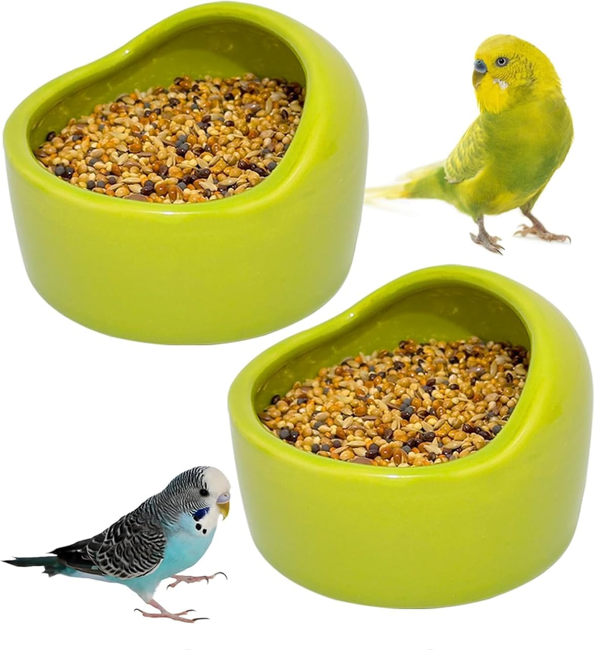 Ceramic Bird Food Bowls Parakeet Cage Water Bowl Birds Feeding Dish ...