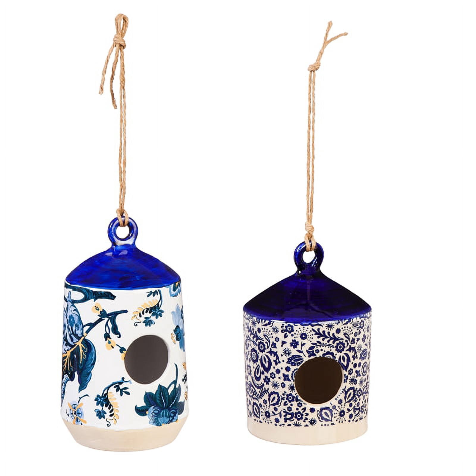 Ceramic Bird House, 2 ASST, Blue and White Antique - Walmart.com