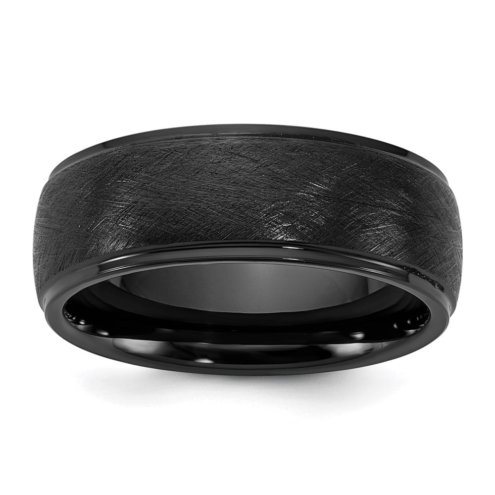 Ceramic Black Polished with Scratch Finished Center 8mm Band - Walmart.com