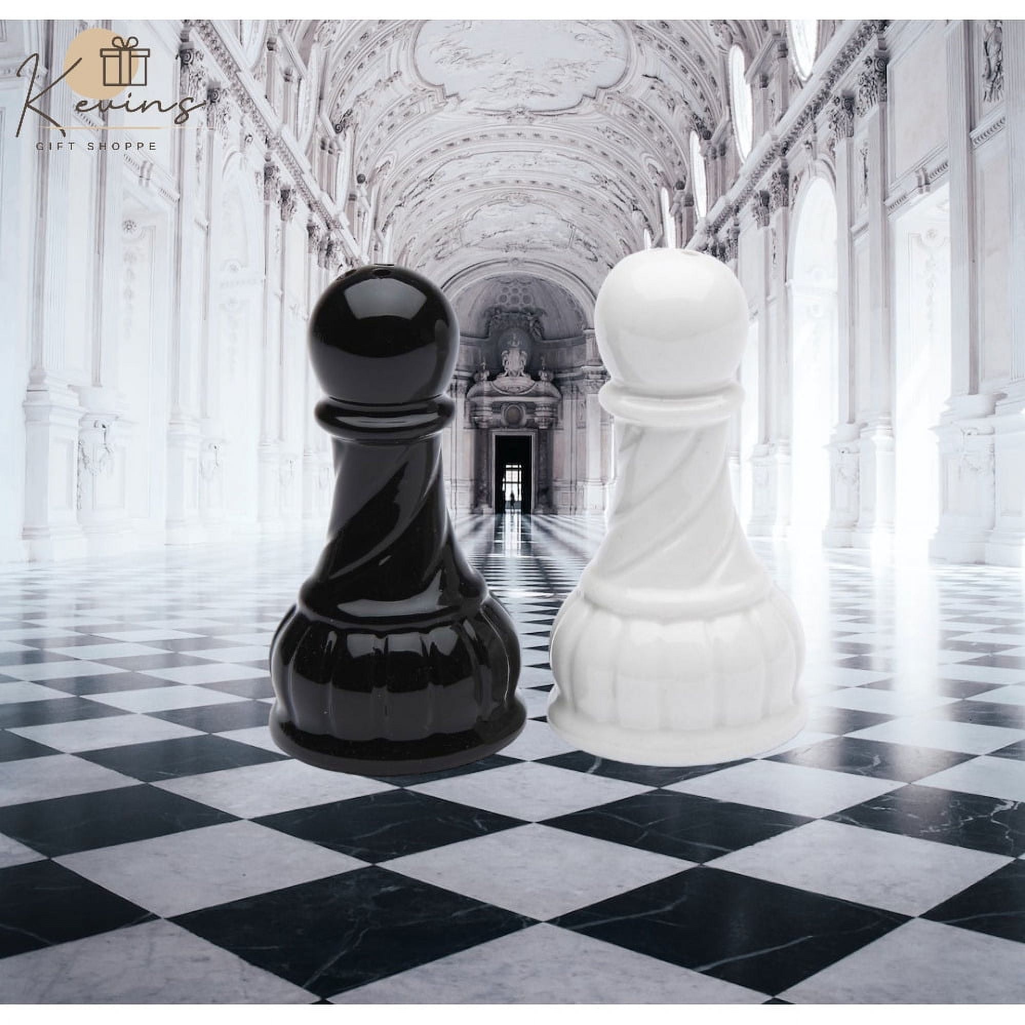 Ceramic Black and White Pawn Chess Piece Salt and Pepper Shakers ...