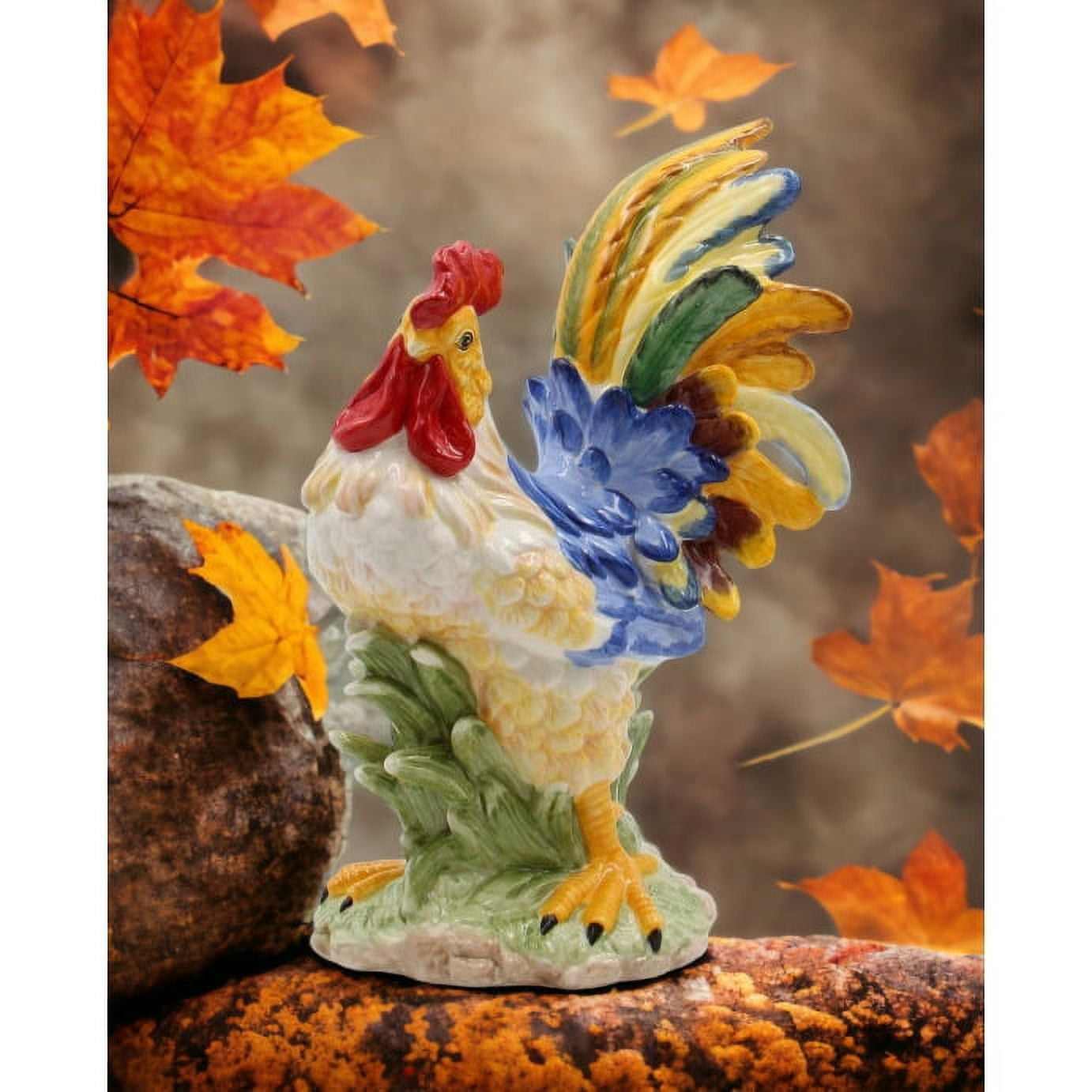 Ceramic Blue Rooster Figurine 7.5x5.5x10.875 Kitchen Farmhouse Gift ...