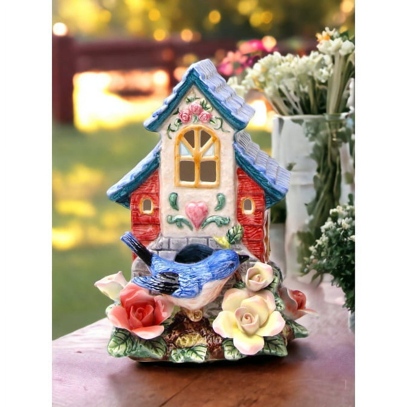 Ceramic Bluebird Birdhouse Figurine 6in Vintage Birdwatcher - Walmart.com