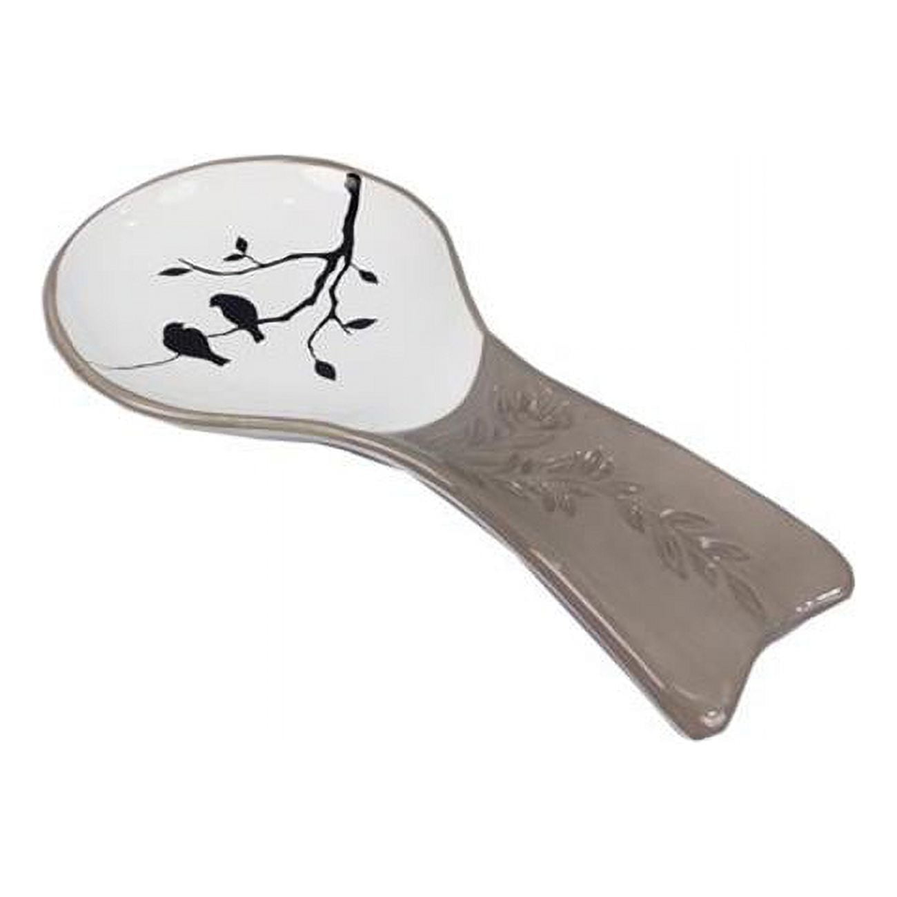 Ceramic Botanical & Bird Design Spoon Rest, Gray & White - Walmart.com