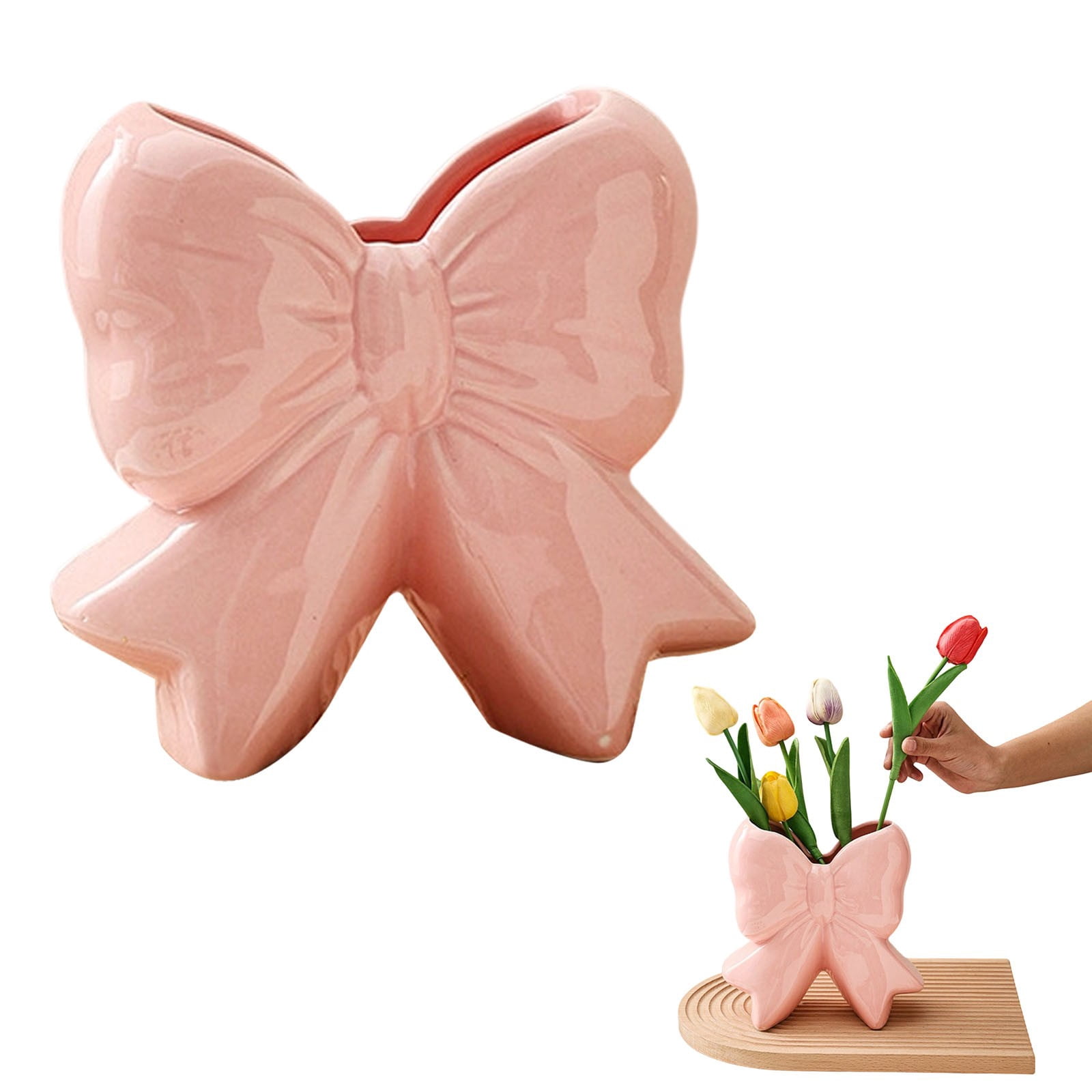 Ceramic Bow Vase Farmhouse Flower Vase Modern Home Decor For Table ...