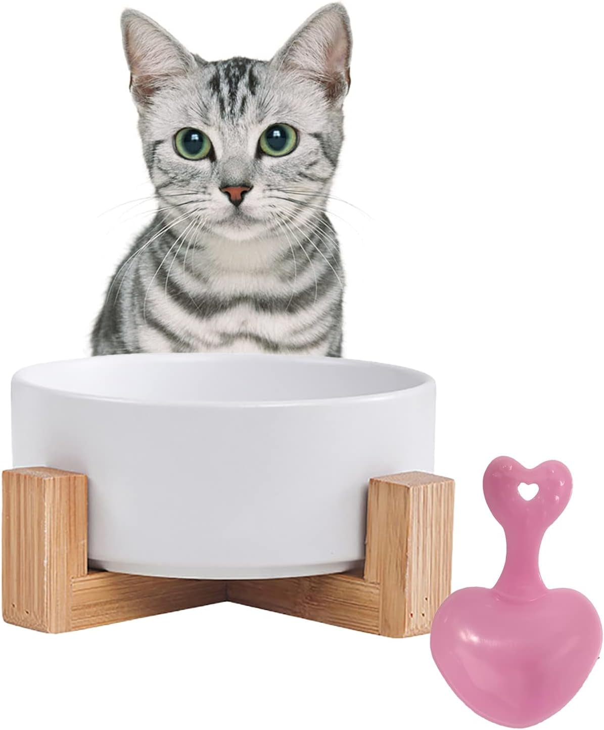 Ceramic Bowl with Stand, & Water Bowls Elevated Non-Spill Modern Cute ...