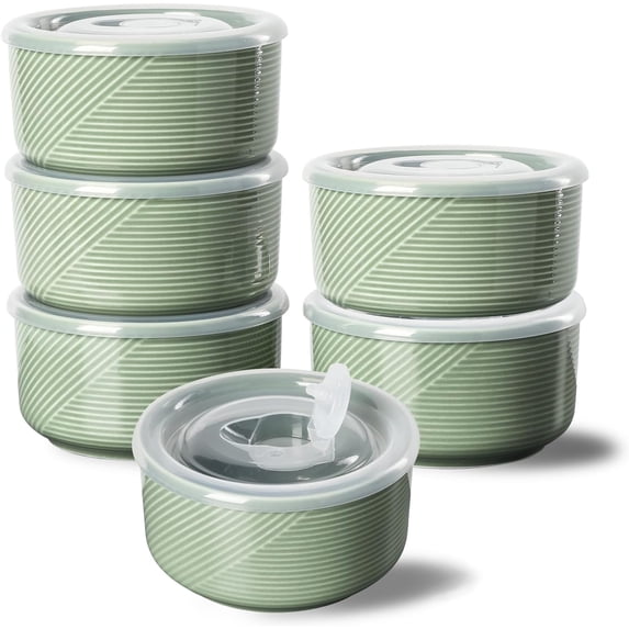 Ceramic Bowls with : 20 oz Microwave Safe Storage Containers for Soup ...
