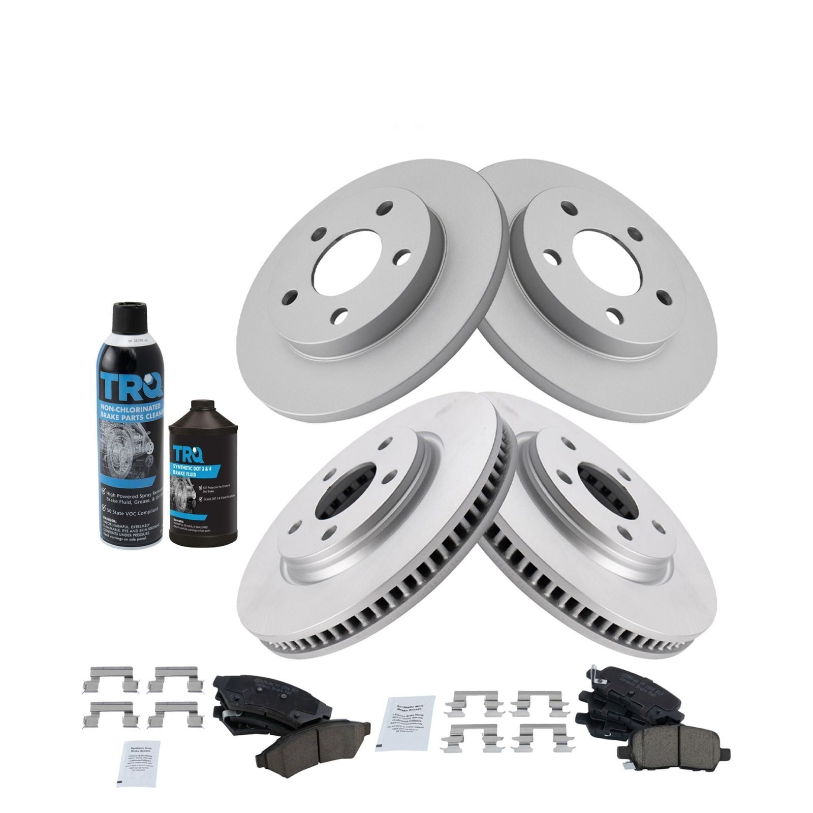 Ceramic Brake Pad & Coated Rotor Kit with Brake Cleaner & Fluid for ...