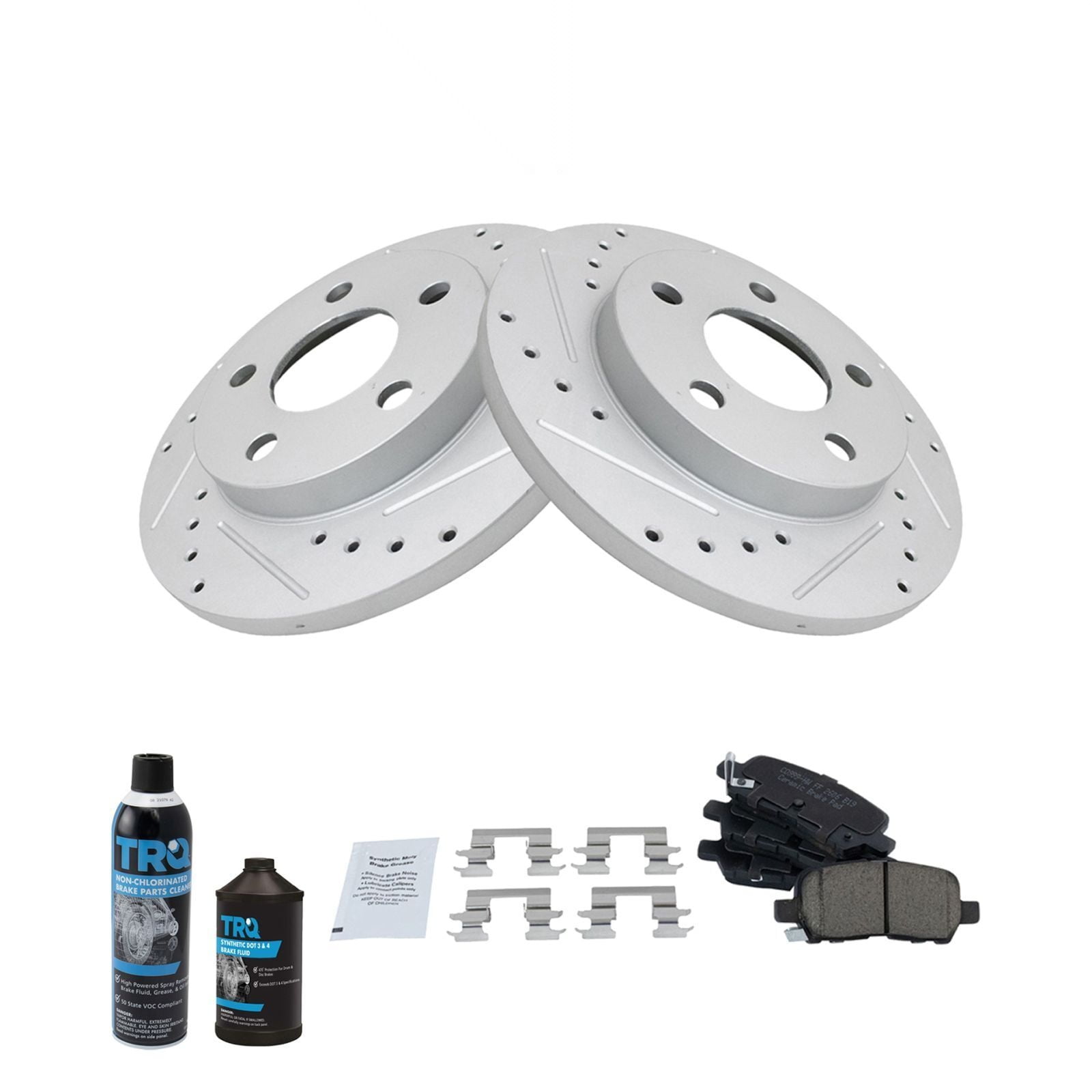 Ceramic Brake Rotor & Pad Rear Kit with Brake Cleaner, DOT 3 & 4 Brake ...