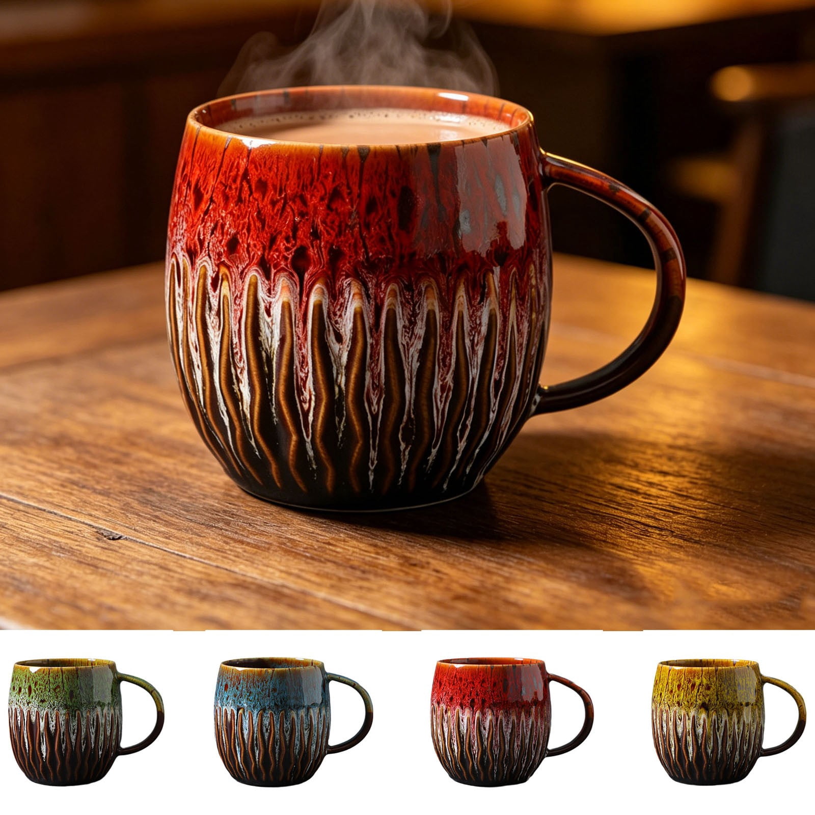 Ceramic Breakfast Cup 600Ml Large Capacity Coarse Pottery Kiln Fired ...