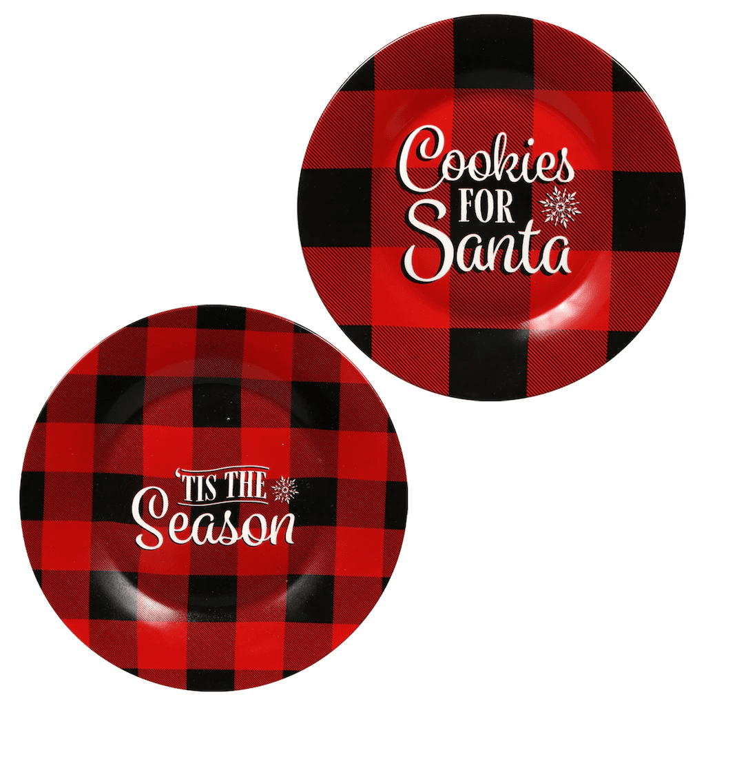 Ceramic Buffalo Check Holiday Cookie Plates, 8 in.; Set of 2 Designs ...