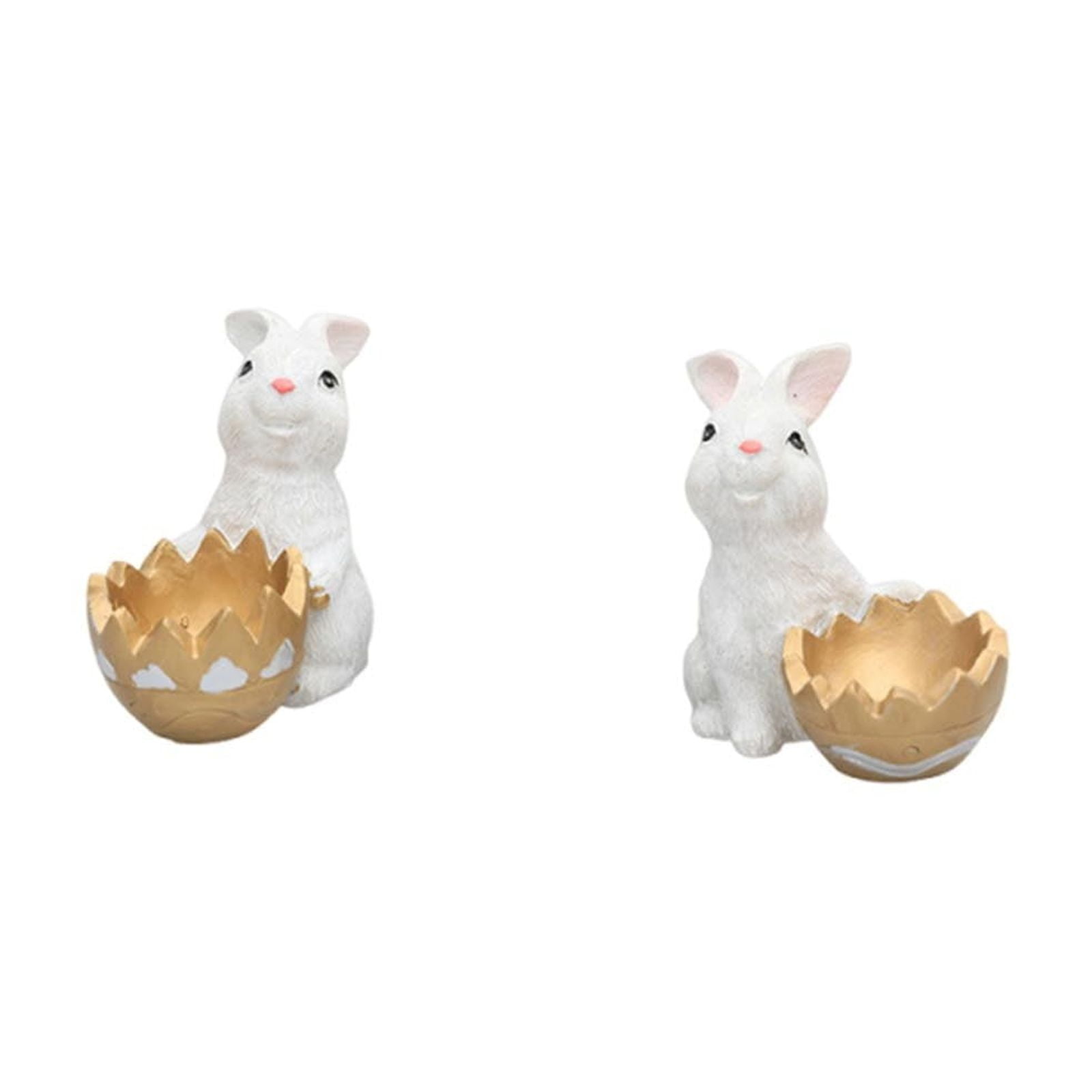 Ceramic Bunny Candle Holder Set with Golden Egg Design, Perfect for ...