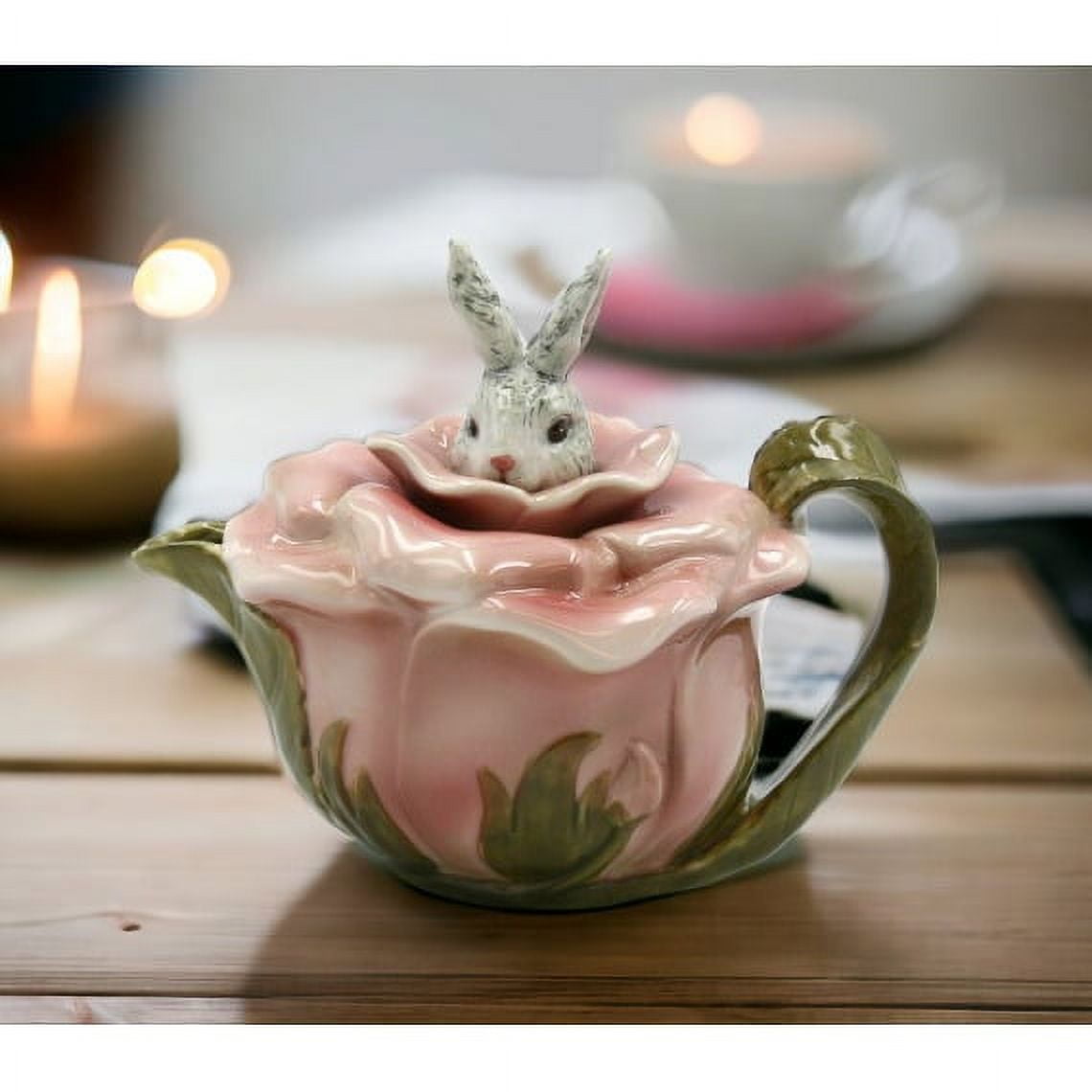 Ceramic Bunny Rabbit Rose Teapot 12oz Mom - Walmart.com