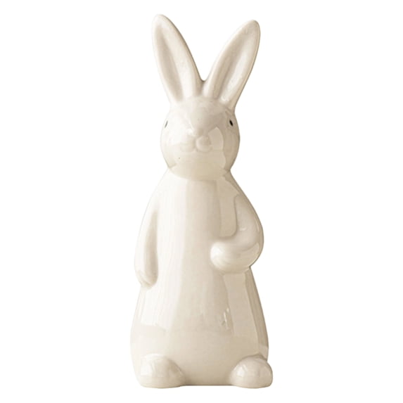 Ceramic Bunny Rabbits Figurine Decor, White Porcelain Modern Tabletop ...