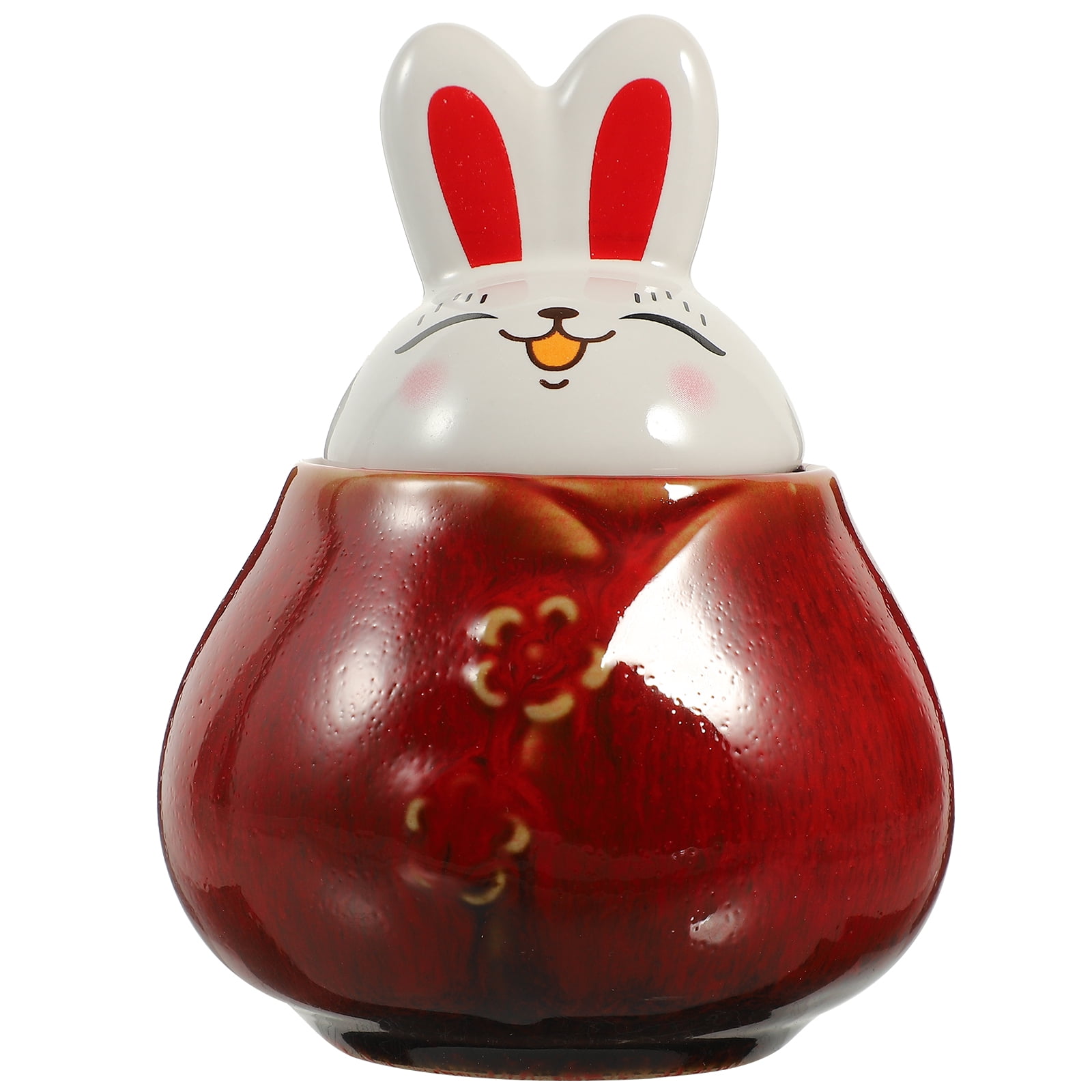 Ceramic Bunny Shaped Jar for Cookies Kitchen Tea Canister Food Storage ...