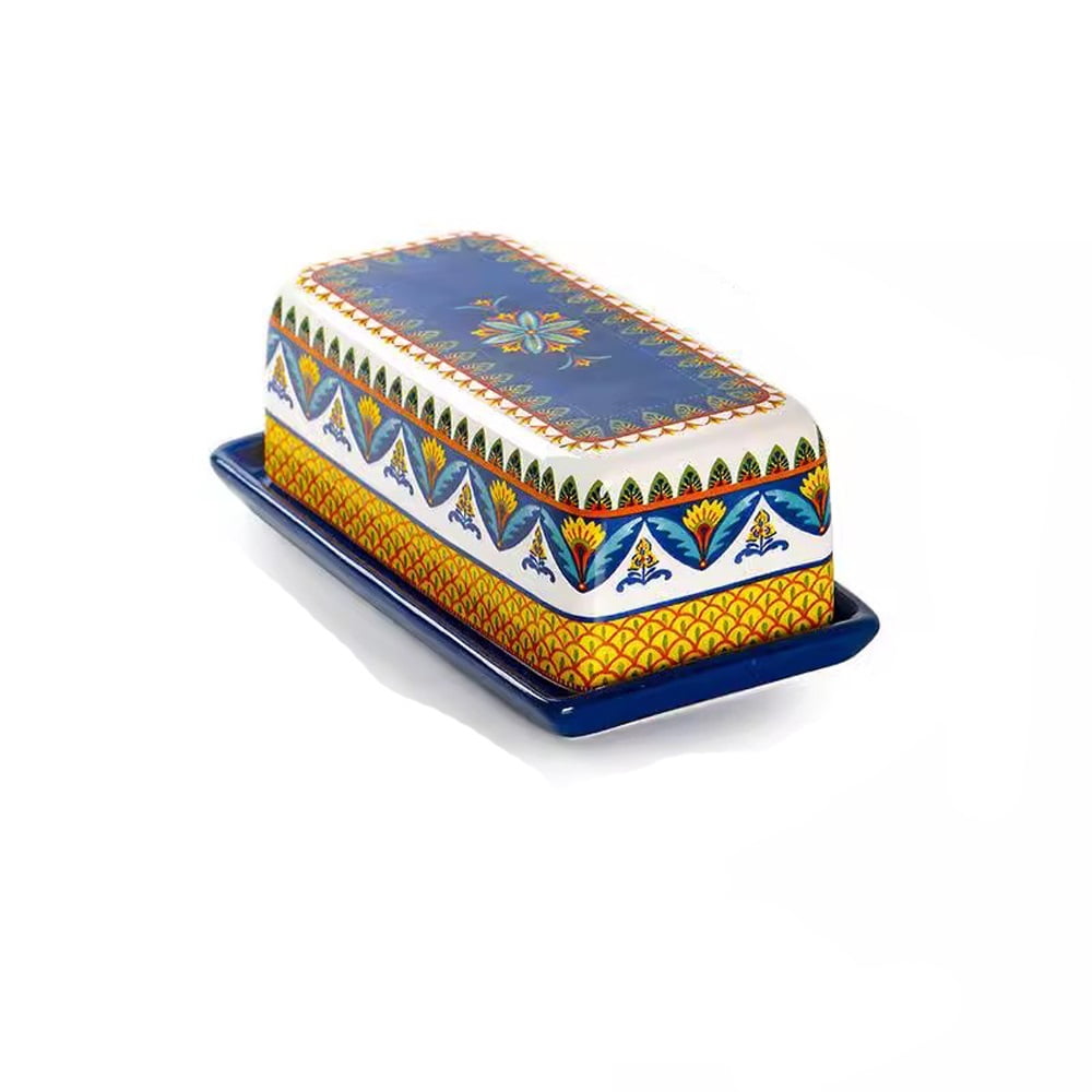 Ceramic Butter Box European Tableware with Lid Beef Oil Pan Yellow Oil ...