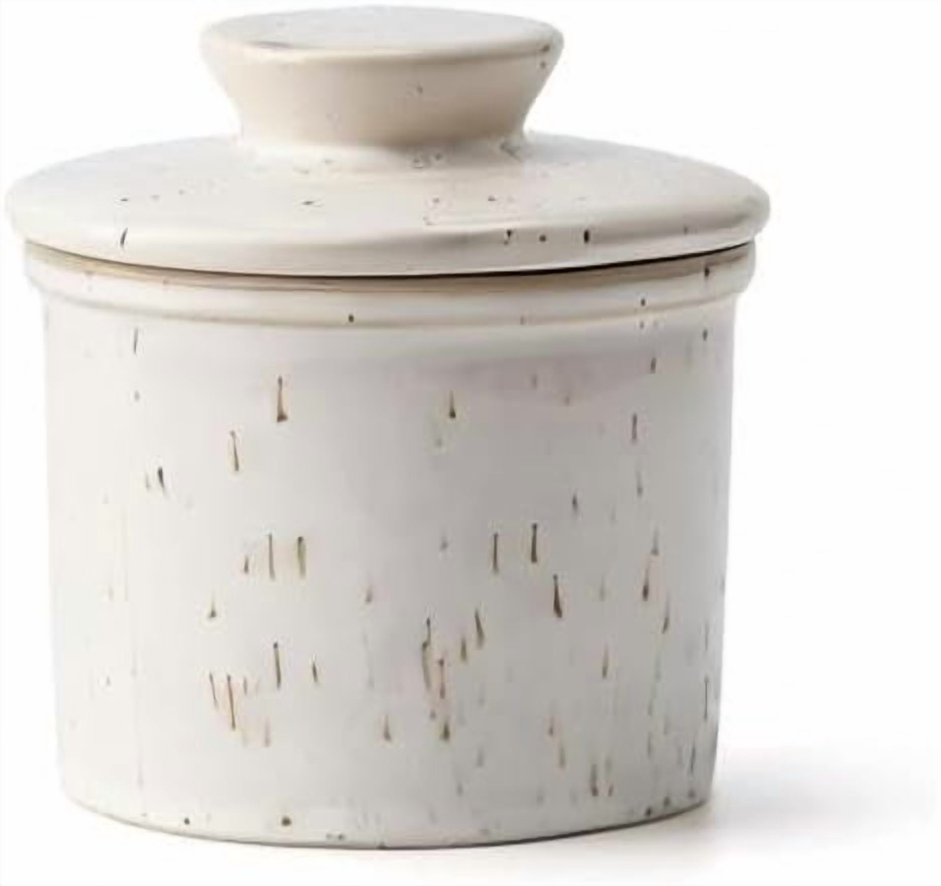 Ceramic Butter Crock, The Original Reactive Glaze Speckled White ...