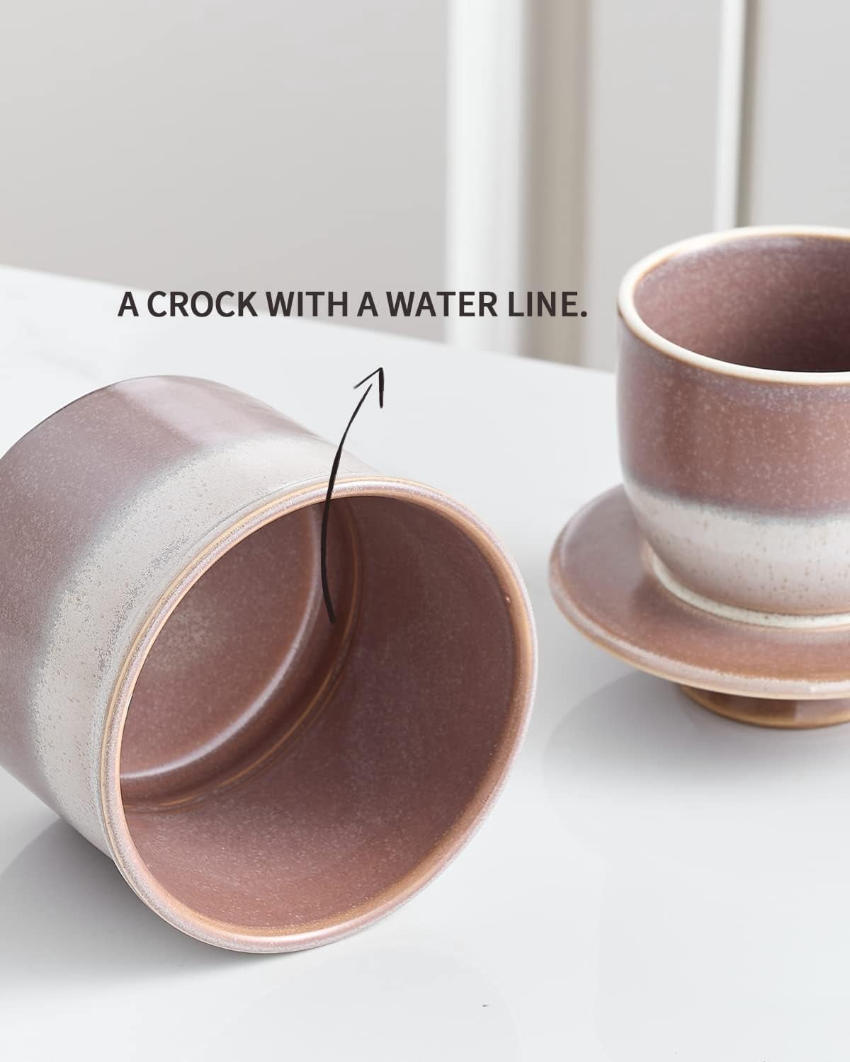 Ceramic Butter Crock, The Original Reactive Glaze Speckled White ...