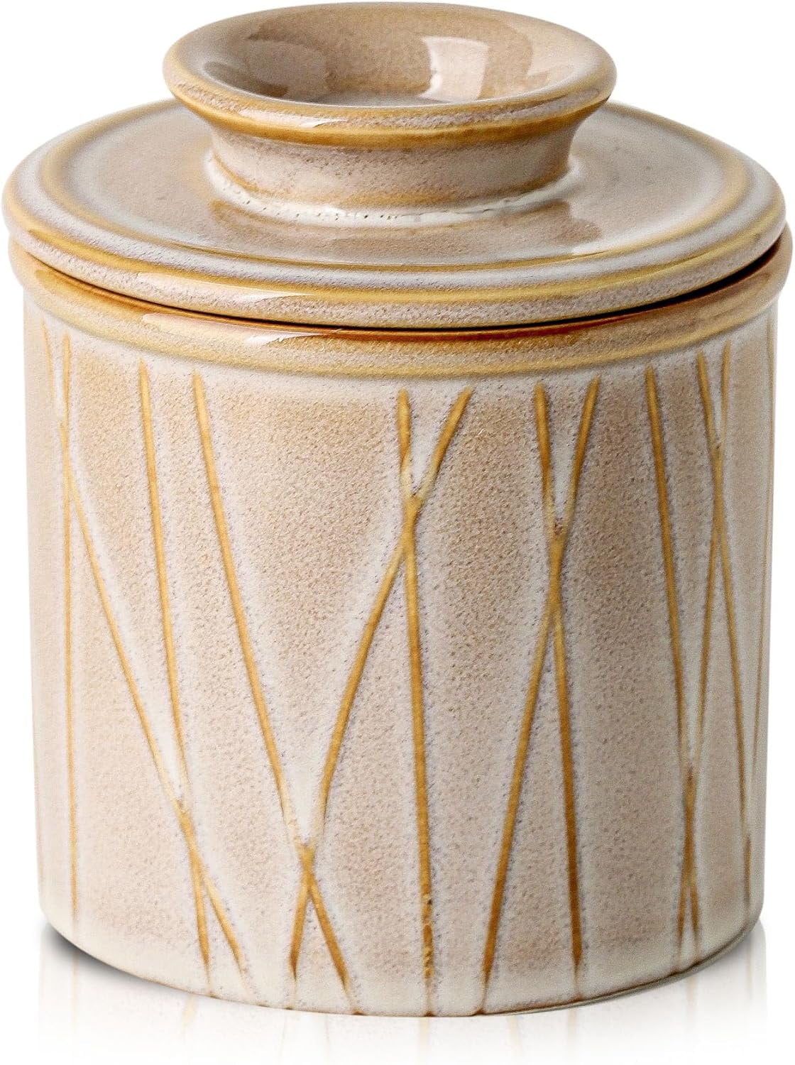 Ceramic Butter Crock with Water Line, French Butter Dish with Lid for ...