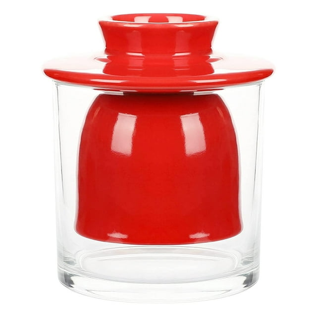 Ceramic Butter Dish Crock Big Capacity French Glass with lid Water Seal ...