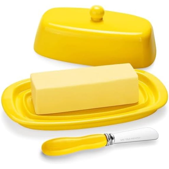 Ceramic Butter Dish with Lid for Countertop Refrigerator, 8 Inch Butter ...
